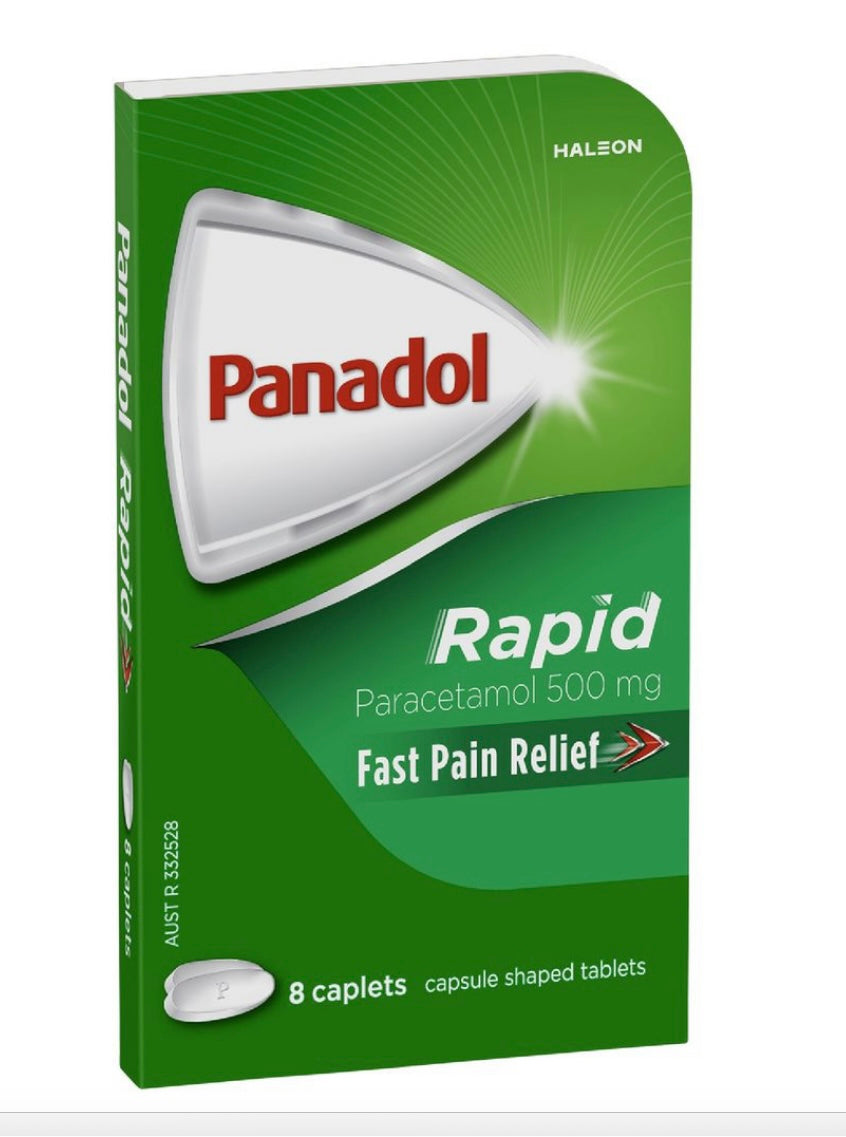 Panadol Rapid • Fast Pain Relief • $33.60/12 x 8 Caplets/Tray. Promoti ...