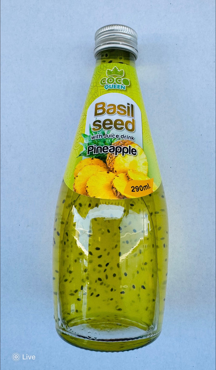 COCO QUEEN • Basil Seed Drink • 1) Pineapple , 2) Pomegranate, 3) Lych ...