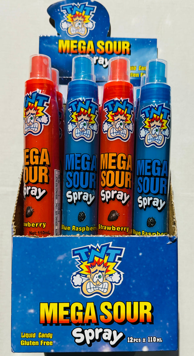 TNT Mega Sour Spray • Sour Liquid Candy • Sour Strawberry & Blue Raspb ...