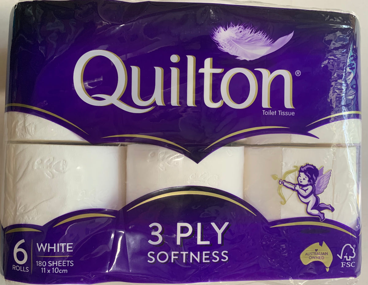 Quilton • Toilet Tissue 10 Packs x 6 Rolls (180 Sheets x 11x10cm)/Ship ...