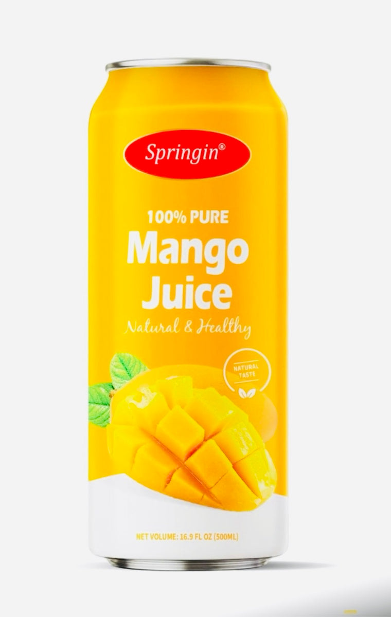 Springin•100 % Pure Mango Juice • 4 Packs x 6 Cans x 500mL/Shipper ...