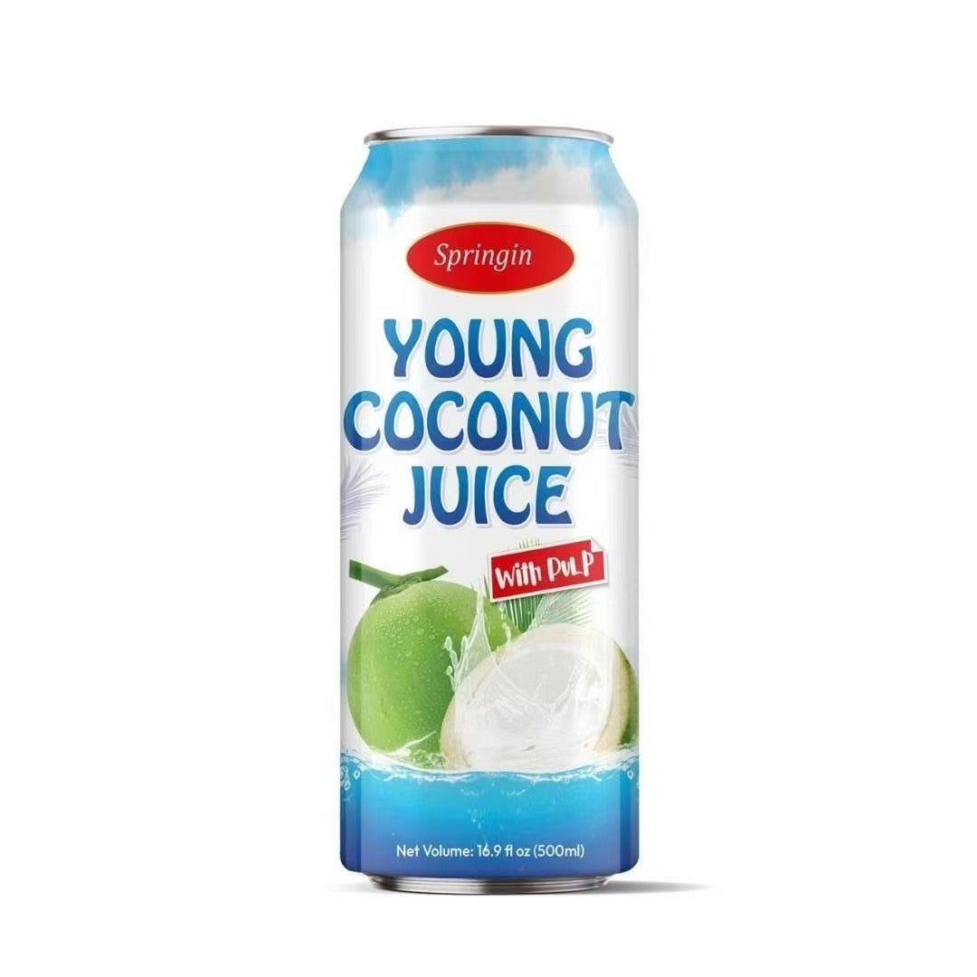 Springin • 1) Young Coconut Juice with Pulp, 2) 100% Pure Coconut Wate ...