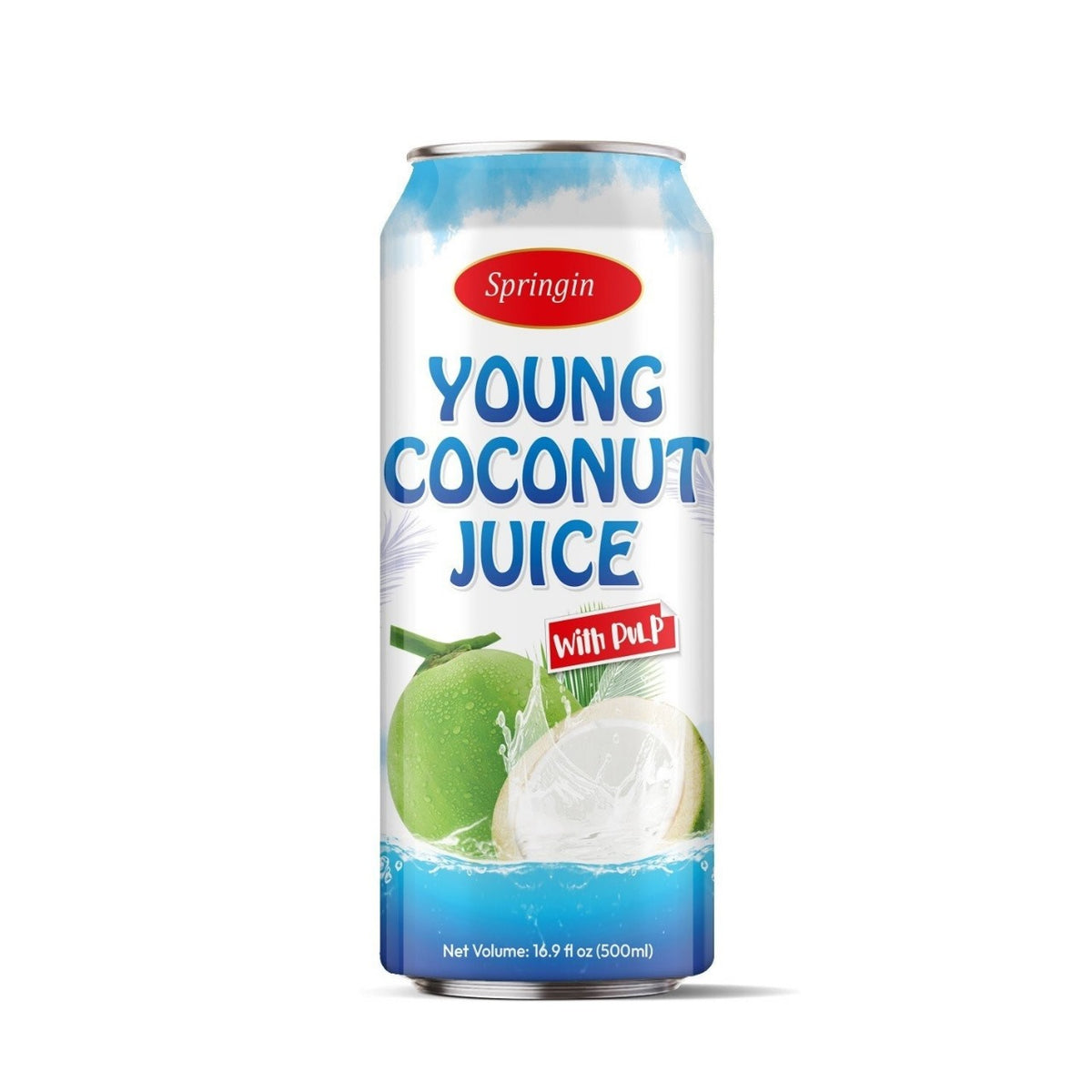 Springin® Young Coconut Juice with Pulp (4 Packs x 6 Cans x 500mL/Ship ...
